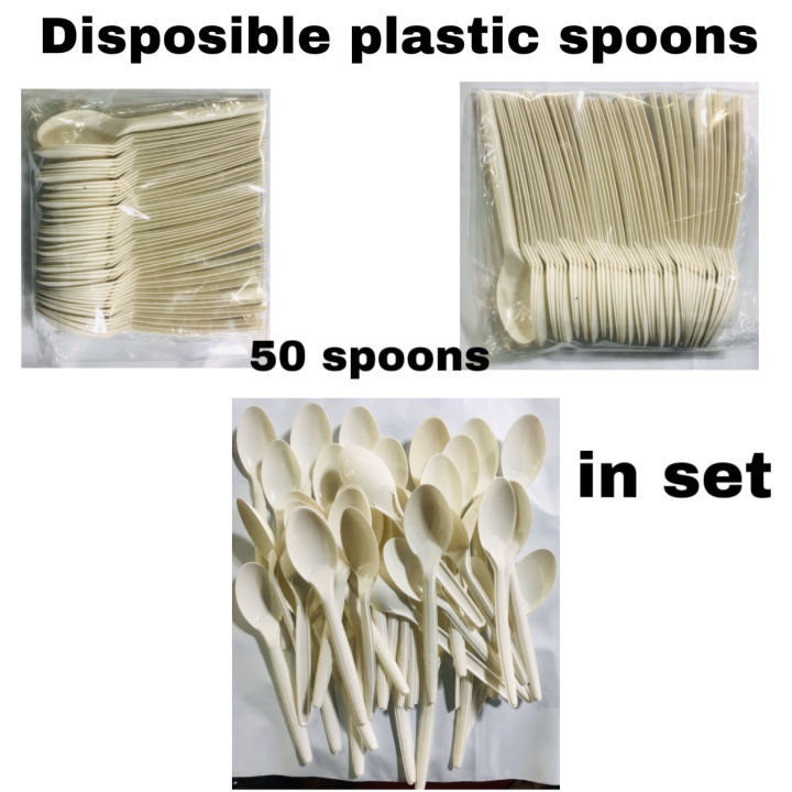 Plastic Disposable Spoons Pack Set -50 Pcs | Daraz.lk