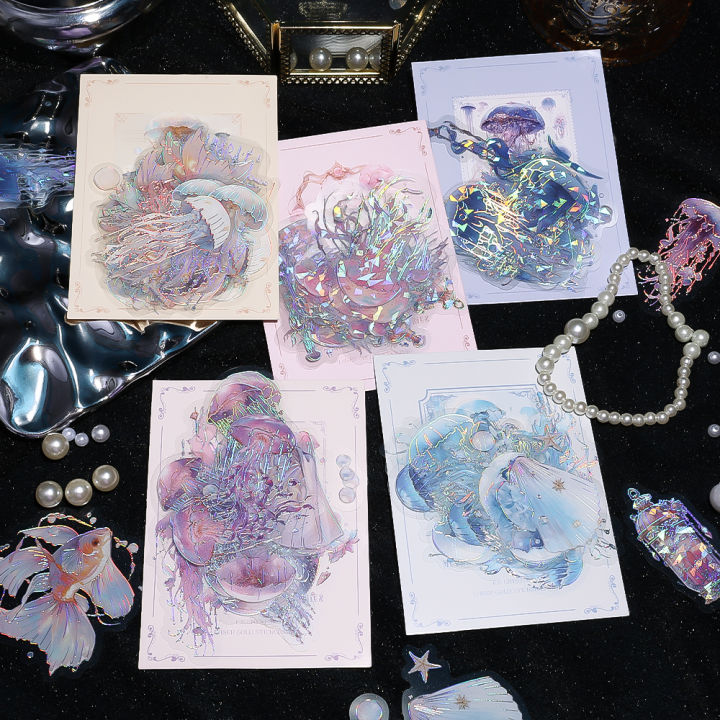 20pcs/pack Twinkle Jellyfish Stickers Laser Collage Junk Journal DIY ...
