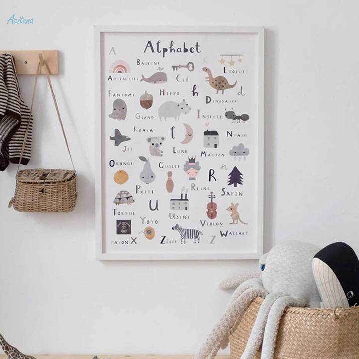 Alphabet Art Decor Cute Chart Poster for Playroom Kids Classroom ...