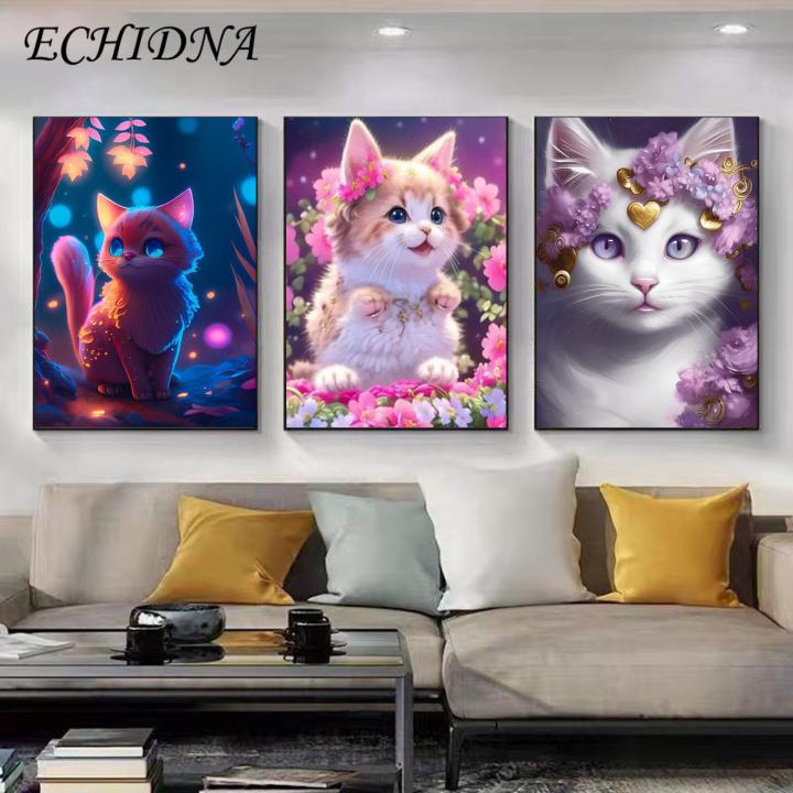 Clear Oil Canvas Diamond Art Stress-relieving Diy Cat Diamond Art ...