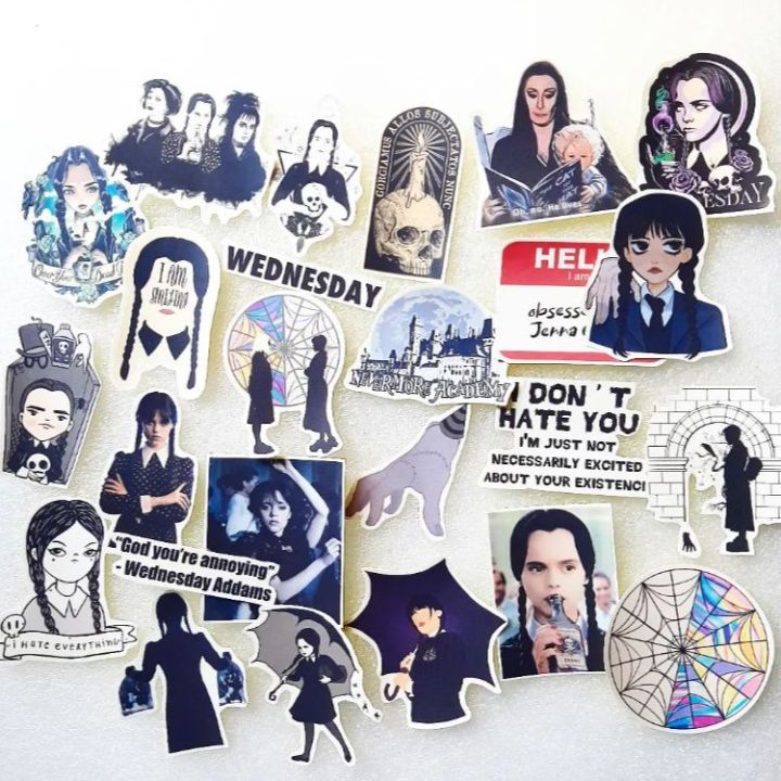 Wednesday Addams Matte/Gloss 25/50 Journaling Stickers | Daraz.lk