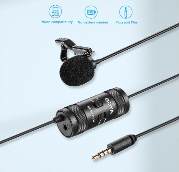 BOYA BY-M1 Clip-on Lavalier Condenser Microphone with 6M Long Cable and ...