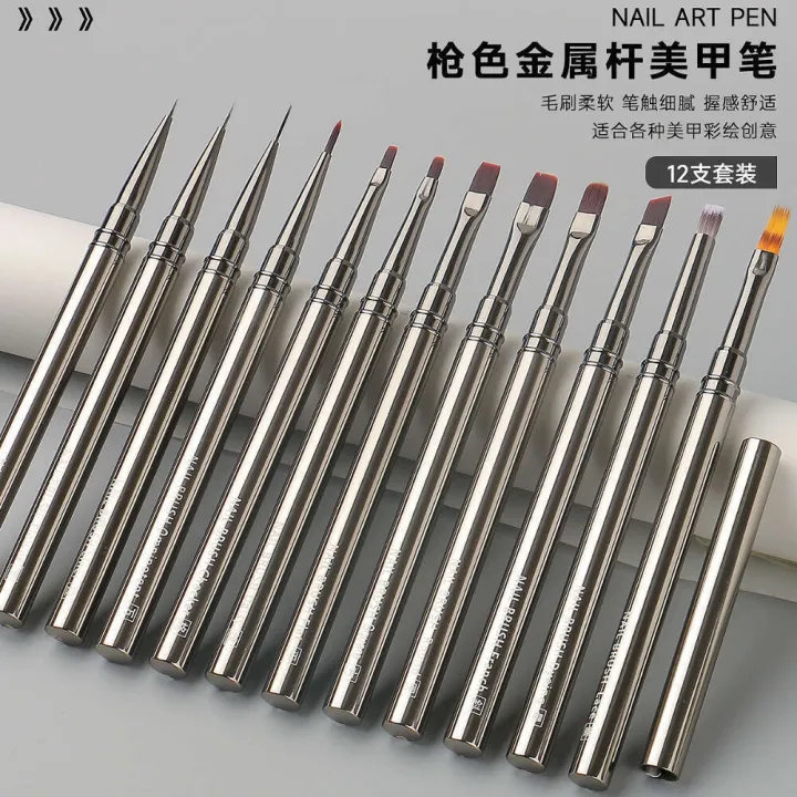 Brush Set Metal Rod Nail Art Tools Universal UV Gel Line Drawing ...