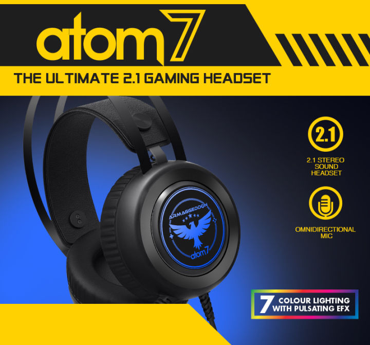 ARMAGGEDDON ATOM 7 2.1 GAMING HEADPHONE WITH MICROPHONE AND 7 COLOR ...