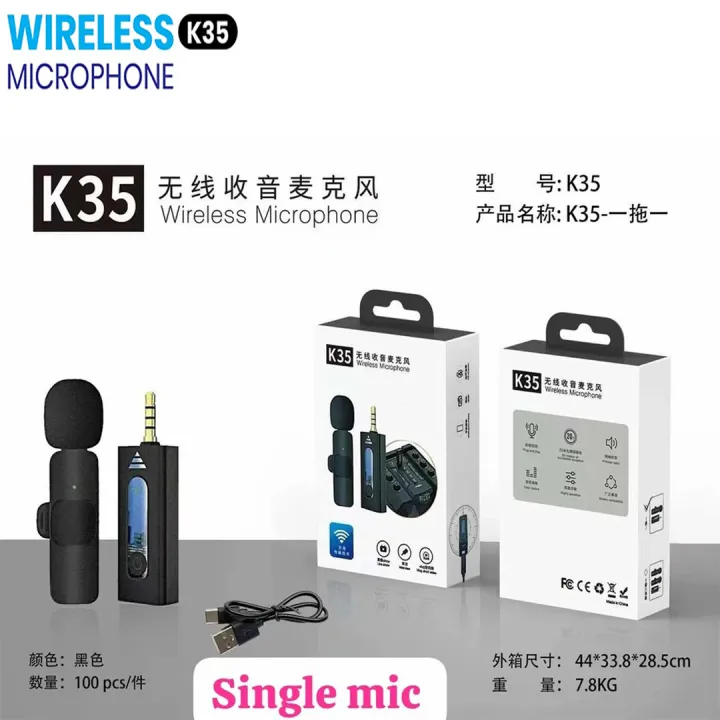 K35 Wireless 3.5mm Lavalier Microphone Condenser For Camera Speaker ...