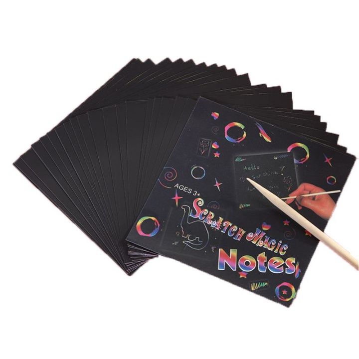 24 Sheets Creative Scratch Paper Doodle Paper Note Painting Toy Rainbow ...