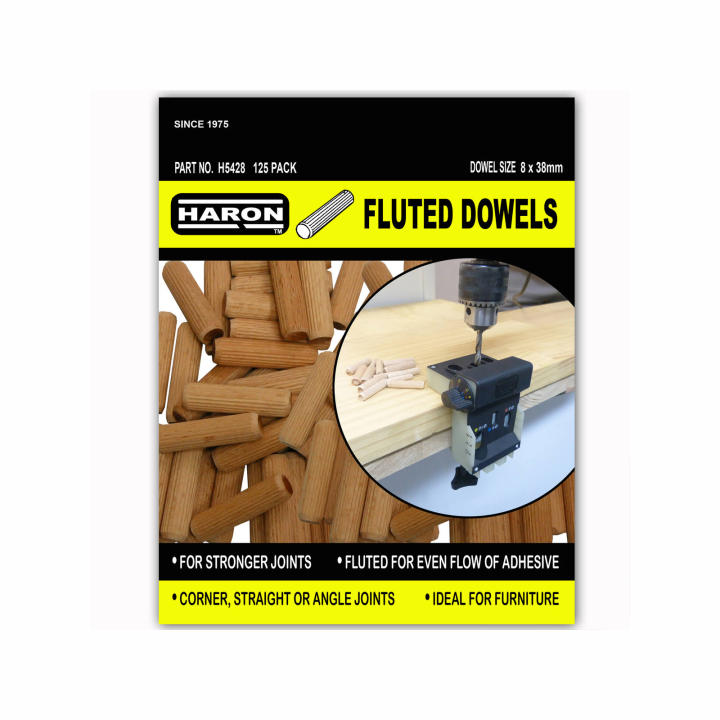 FLUTED DOWELS 8MM X 38MM - 125 PACK | Daraz.lk