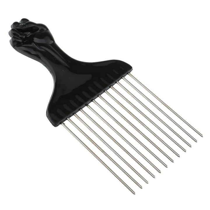 Wide Teeth Metal Afro Comb Insert Curly Hairbrush Hair Fork Pick Comb ...