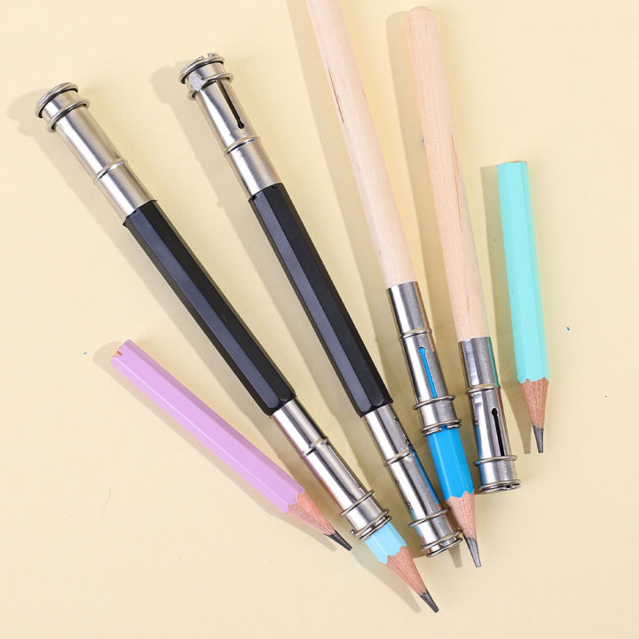 1PC Pencil Extender Stainless Steel Single/Double-headed Pencil Sleeve ...