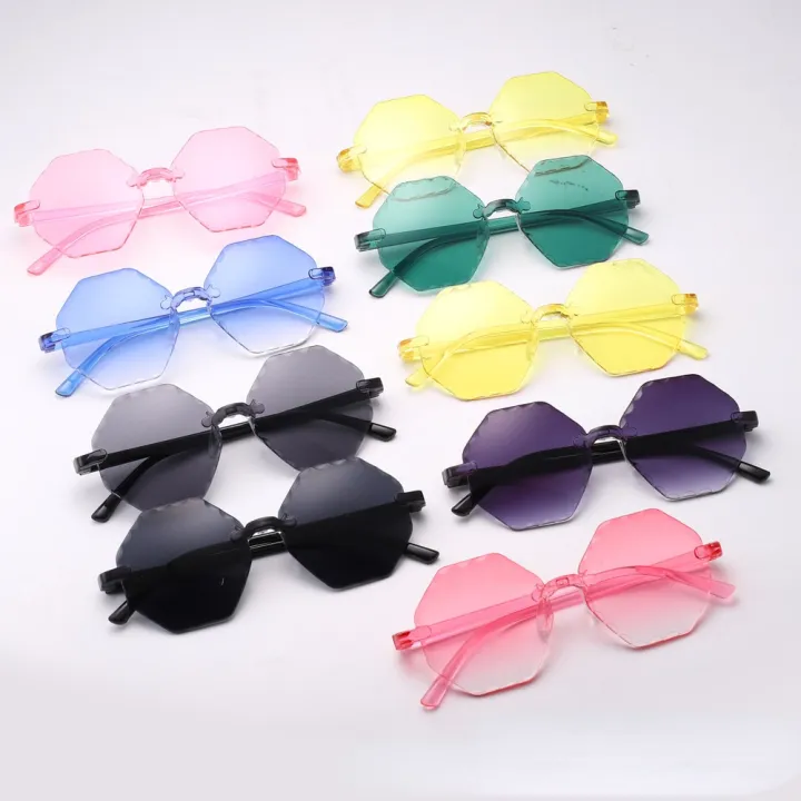 Cross Lens Children's Fashion New Color Frameless Polygon Kid's ...