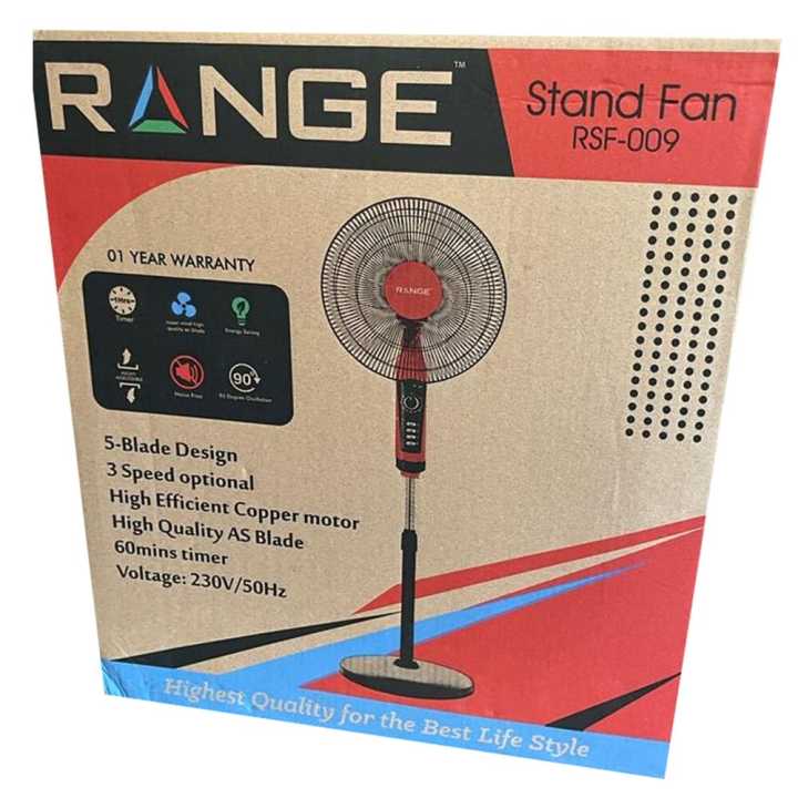 Range stand fan 5 blade design 3 speed copper motor high efficient fan ...