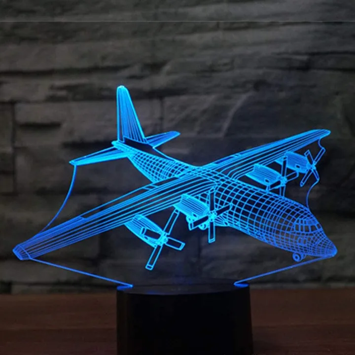 Aircraft Plane 3d Led Lamp Abstractive Optical Illusion Night 7 Color ...