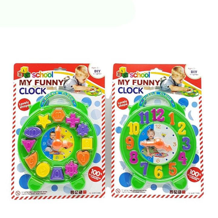 Kids Learning Clock Puzzle Board - Lovely Shapes & Number Puzzle with ...