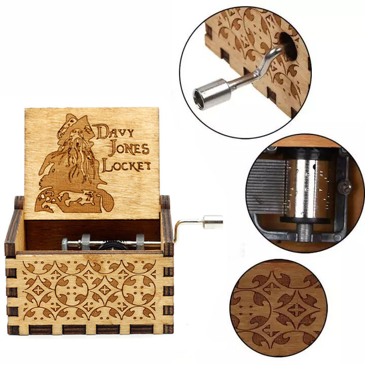 Antique Carved Wooden Music Box Harry Potter, GOT, HBD Creative Hand ...