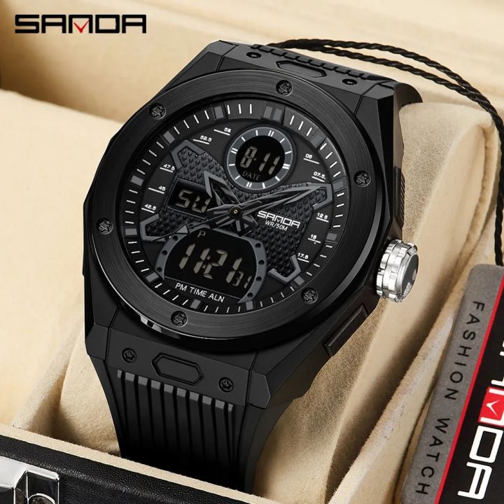 Sanda brand fashion business, silicone timer, waterproof, LED, sports ...