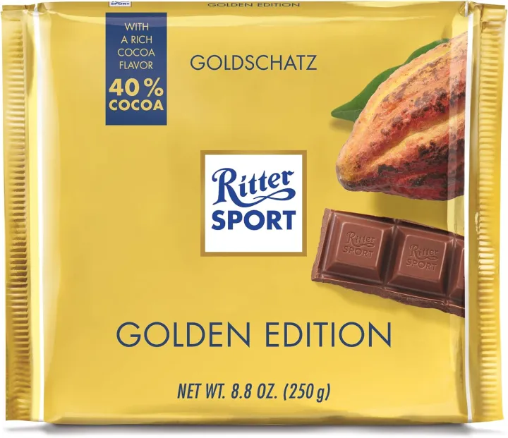 Ritter Sport Golden Edition Chocolate With 40% Sustainable Cocoa, 250g ...