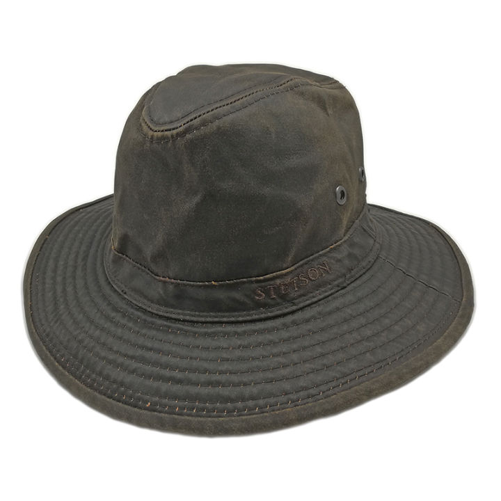 Weathered Cotton Leather-Look Stetson Fedora Hat Foldable Crushable ...