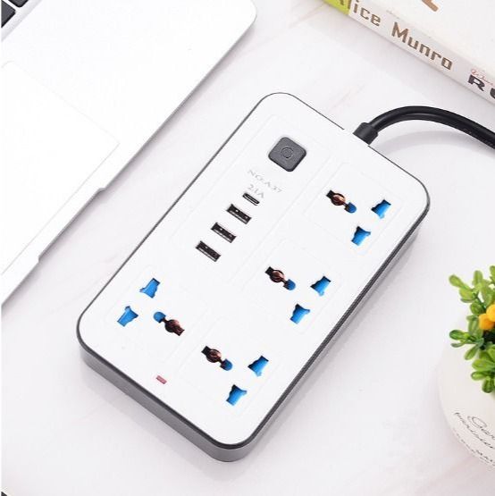3 USB Ports and 1 Type C port Multi Plug Wire Code 4 Power Socket ...