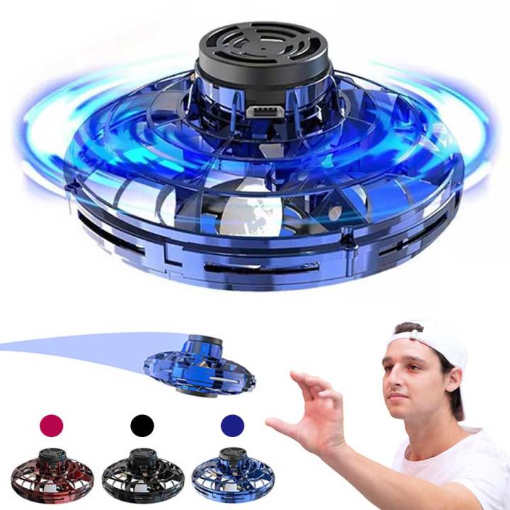 Flying Spinner Mini UFO Induction Flying Toy Hand Operated Roundabout ...