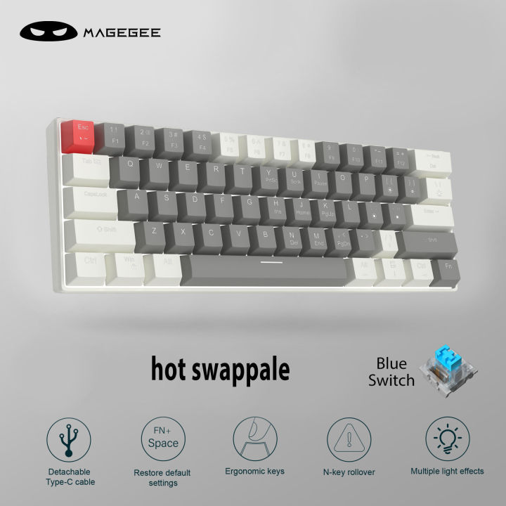 MageGee Star61 60 percent Mechanical Keyboard Mini wired/wireless ...