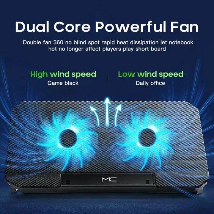 Gaming Laptop Cooling Pad 2 Fans With Screen Cooler Stand Pad Cooling ...