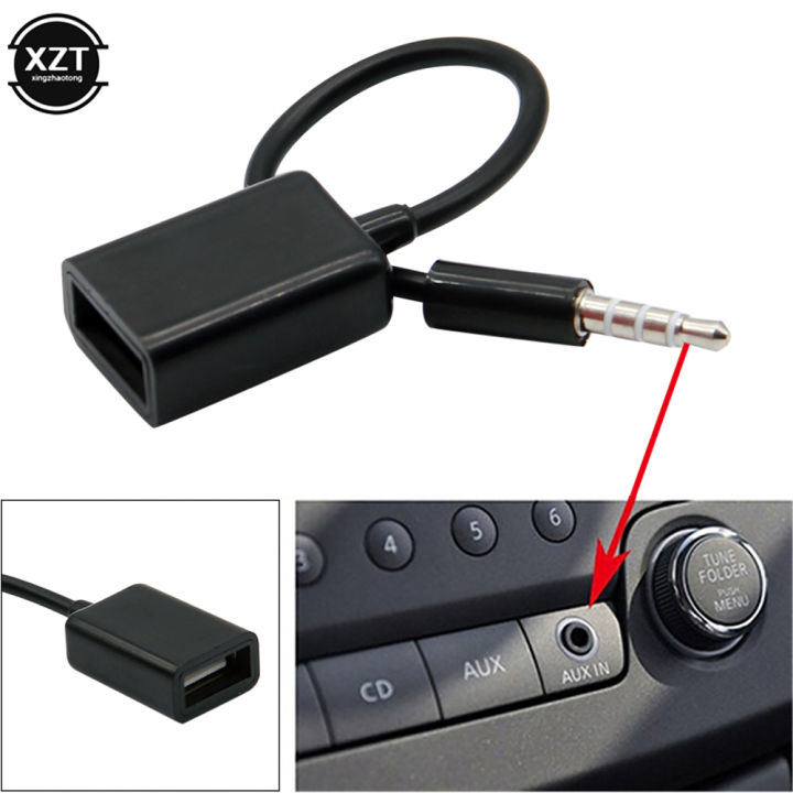 Car Mp3 Player Converter 3.5 Mm Male Aux Audio Jack Plug To Usb 2.0 ...
