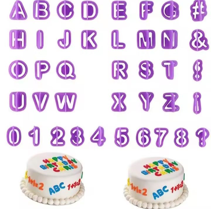 40pcs Alphabet Cookie Cutters Set Purple Plastic Letter Cake Decorating ...
