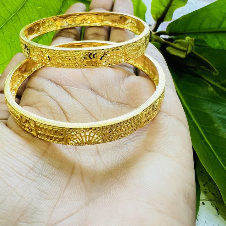 Gold plated rich look bangle Fashion Jewelry one pair bangle with ...