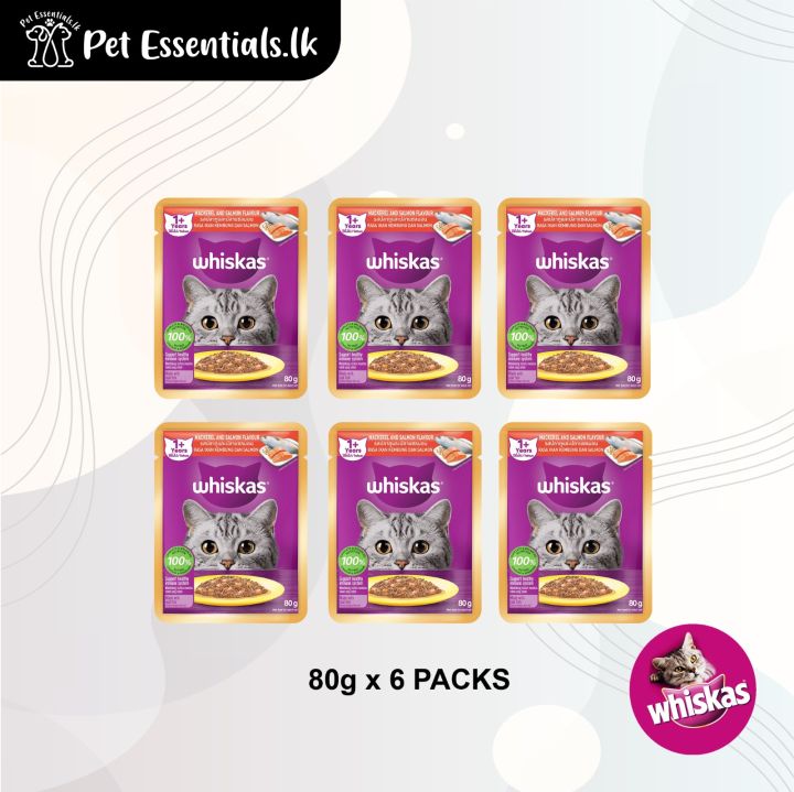 Whiskas Adult Wet Food ( Mackerel and Salmon 80g X 6 ) | Daraz.lk
