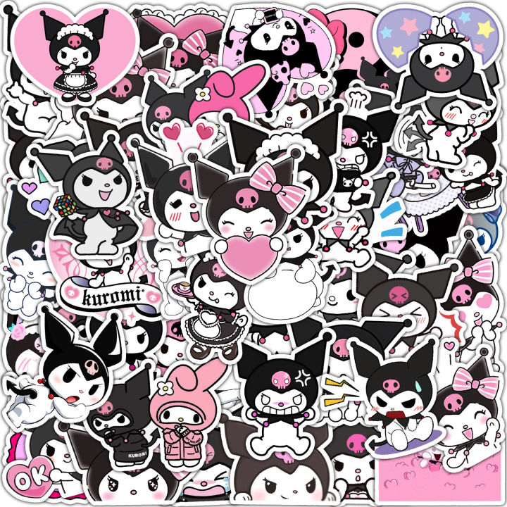 40pcs Kuromi Hello Kitty Cartoon Animated Stickers for Laptop Scrapbook ...