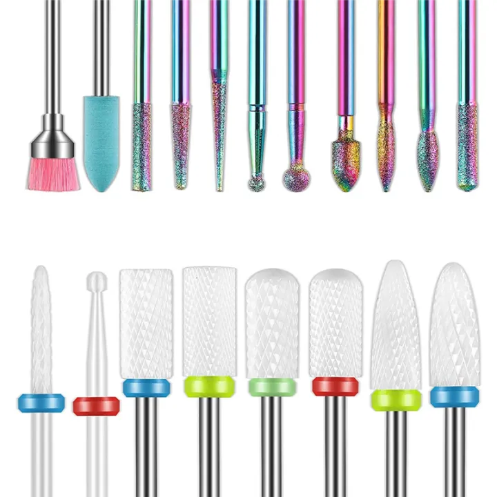 19pcs Nail Drill Bits Sets for Acrylic & Gel Nails, 3/32 Inch Diamond ...