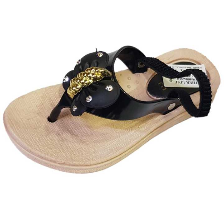Fancy Artificial Girls Chappal - Black | Daraz.lk