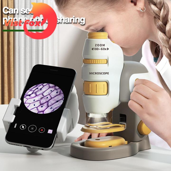 Microscope for Scientific Exploration Po ble Handheld Mini Microscope for Kids 60x-180x Led ...