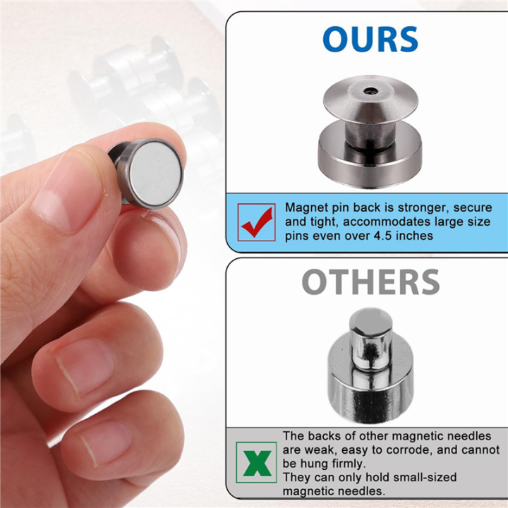 60Pcs Magnetic Pin Backs for Enamel Pin, 10mm Pin Back Magnets Metal ...