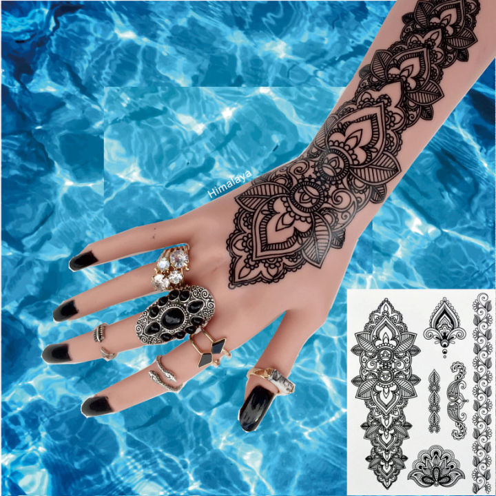 【VA VA VOOM】#BH-1 Mandala Henna Tattoos Temporary Black Henna Tattoos ...