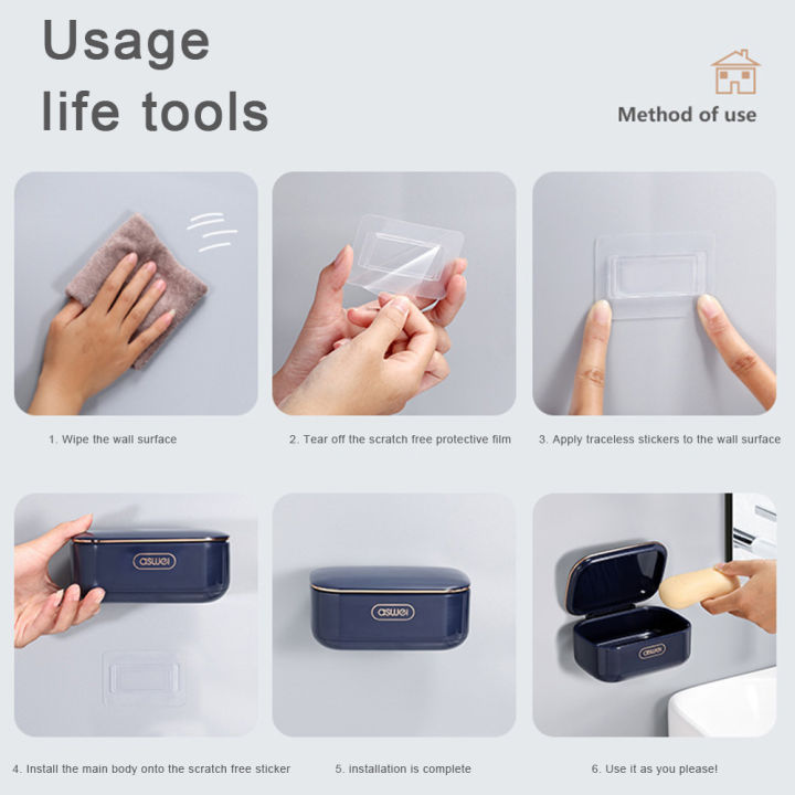 Bar Soap Holder Waterproof Soap Box with Drain Tray and Cover Soap ...