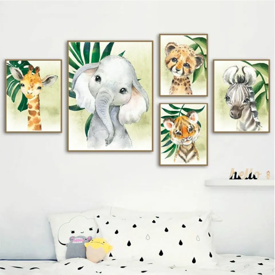 Baby Room Decoration Kids Picture Wall Animals Nursery Decor Art Print Laminas Decorativas Pared Cuadros Canvas Paintings Daraz.lk