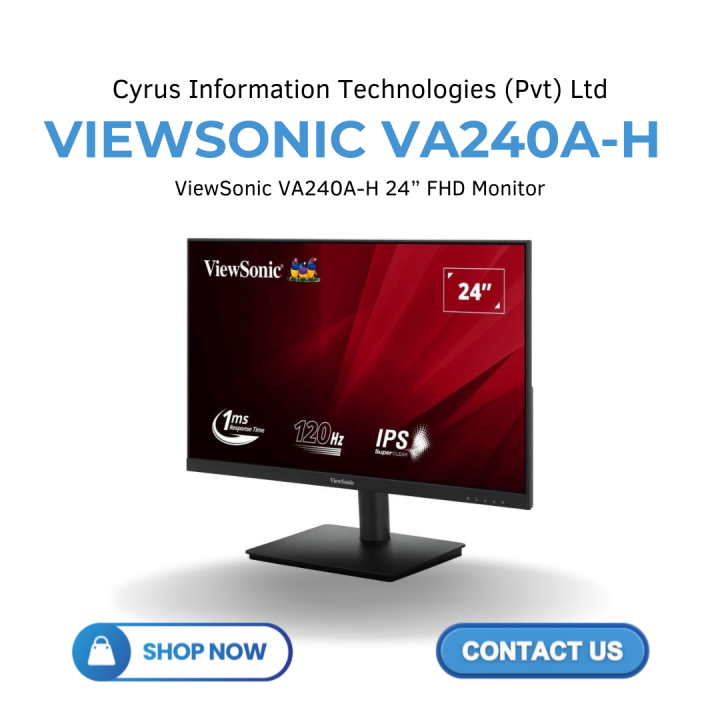 ViewSonic VA240A-H 24” FHD Monitor (Black) With 3 Years Warranty | Daraz.lk