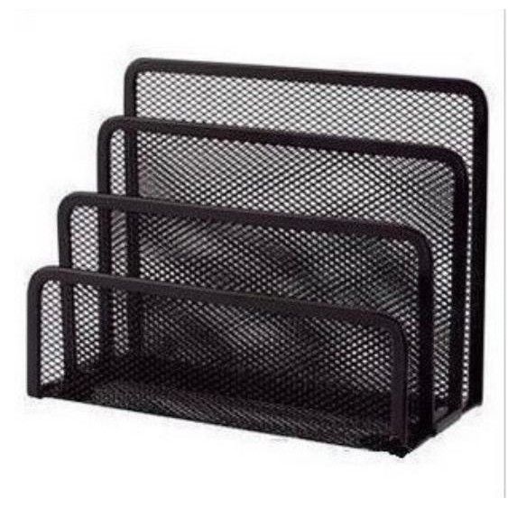 Black Metal Mesh Office Desk Organizer Set File Tray/Three columns file ...