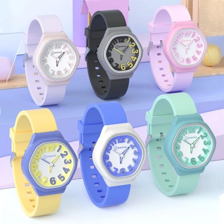 New Launched Candy Color Arabic Numerals Dial Pointer Quartz Waterproof ...