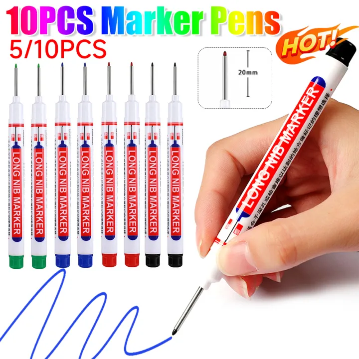 5-10PCS 20mm Long Markers Waterproof Long Nib Tip Pen Bathroom ...