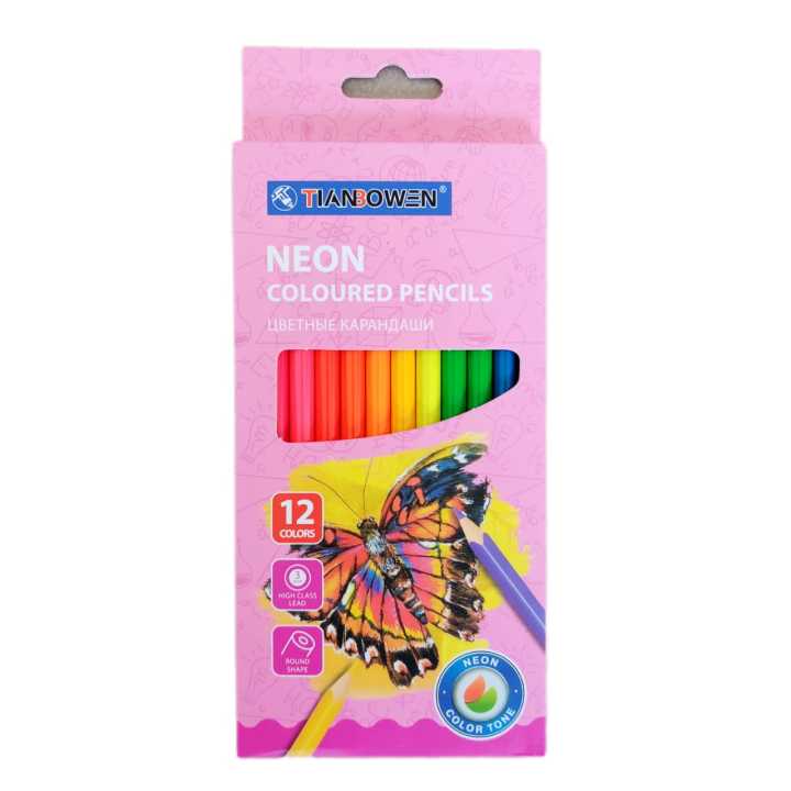 12 Colors Neon Colored Pencils - 3mm Bigger Lead Bright Smooth Neon ...