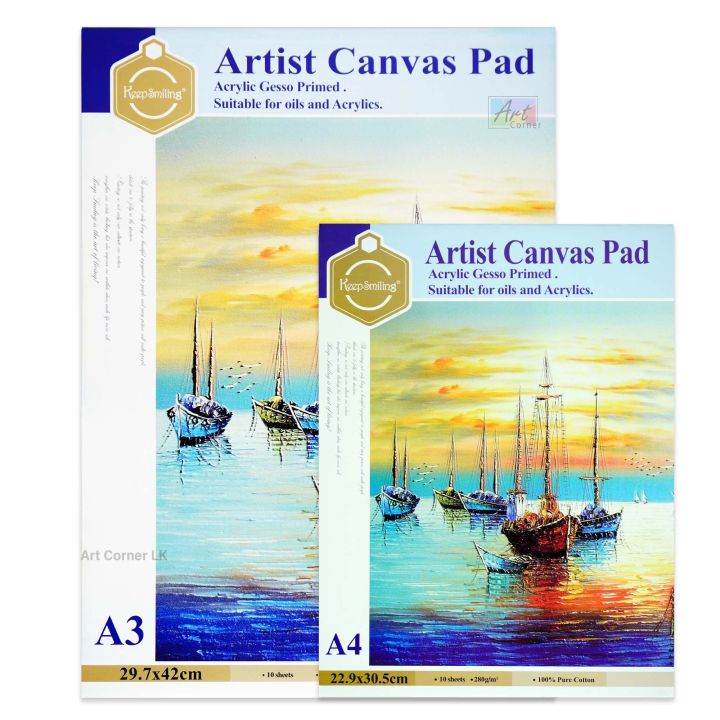 Keep Smiling Canvas Pad for Painting Acrylic Oil Gouache Gesso Primed ...