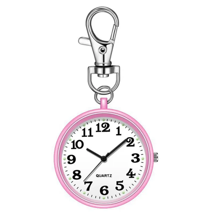 Portable Badge Watch Quartz Round Keychain Clip onWatch Unisex Hanging ...