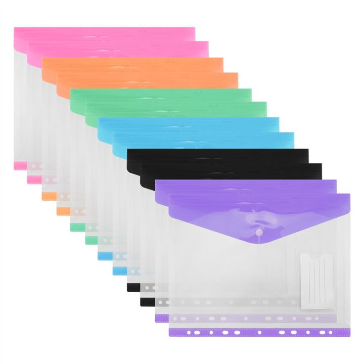 12Pack A4 Plastic File Folder, for A4 Folders,with Closure& Pocket ...