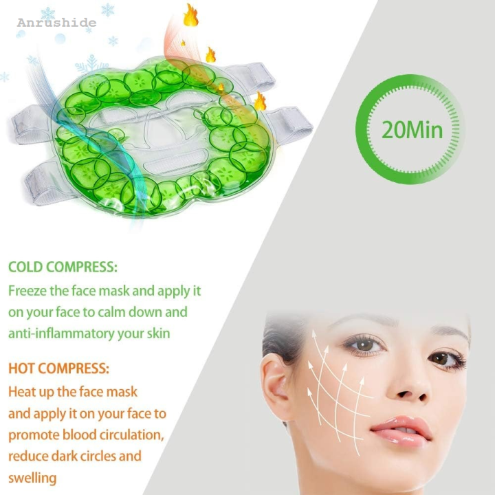 Anrushide Face Ice Gel Pack with Wrap Reusable Hot Cold Compress for ...