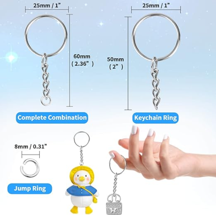 5/10/25/50Pcs Silver Plated Metal Keychain Ring Split Ring Key Holder ...