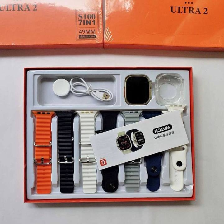 7IN1 Watch Straps New S100 Ultra Smartwatch 2.2HD Amoled Circular ...