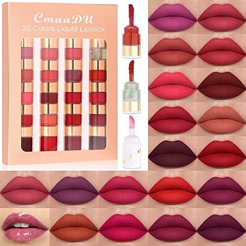 evpct 20 Colors Liquid Matte Lipstick Set, Lip Stain Packs for Dark ...