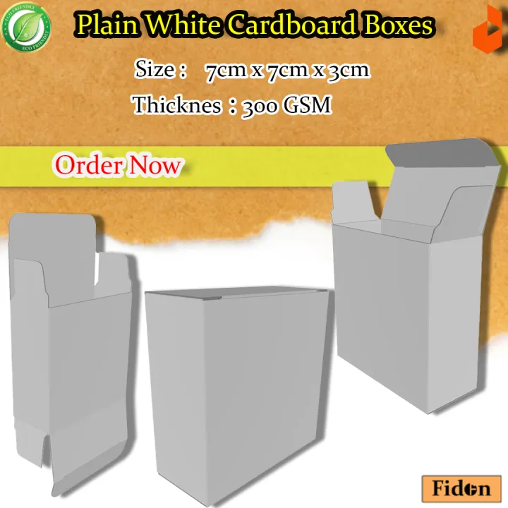 Cardboard Boxes | Plain White | 7cm x 7cm x 3cm | 300 GSM | Daraz.lk